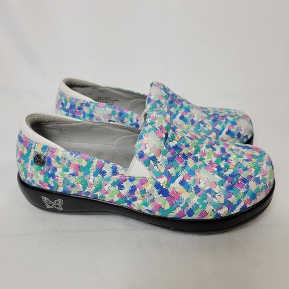 Alegria | Shoes | Alegria Kel752 Keli Blue Confetti Leather Slip On ...
